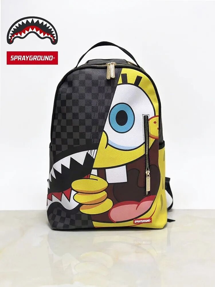 Рюкзак SPRAYGROUND Акулья Пасть средний черный белый полиуретан влагостойкий