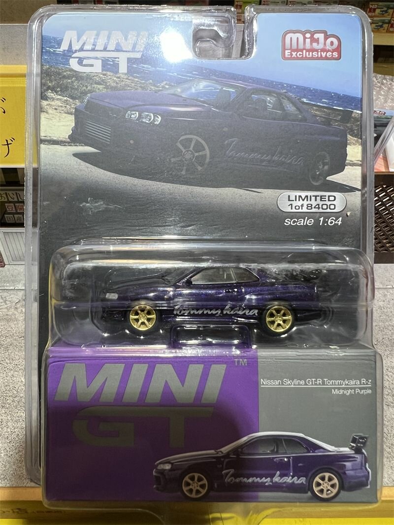 MINI GT x Majorette, литая коллекционная машинка 1:64(616-Ниссан Skyline GT-R R34)