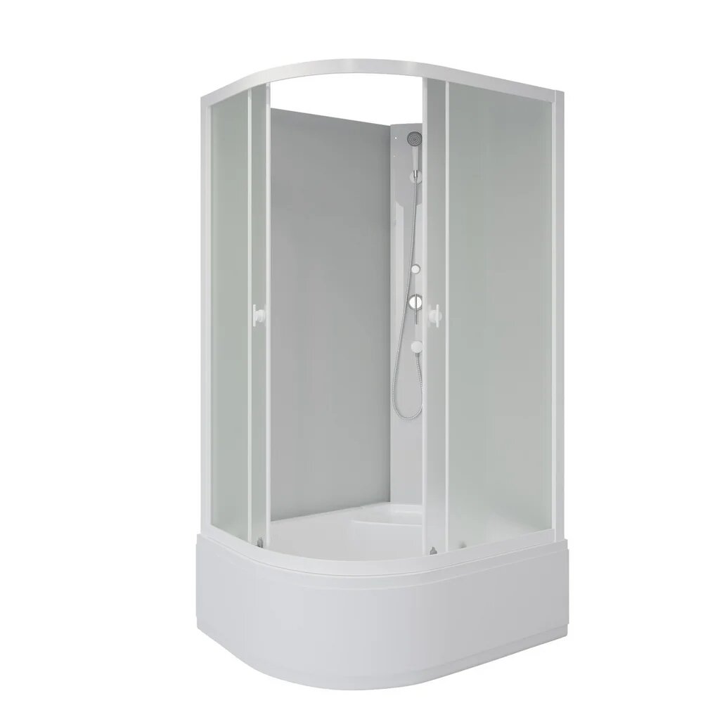 Душевая кабина Niagara Promo P110/80/40R/MT/BK стеклянная, 110x80, высокий поддон, открытая (без крыши), с матовым стеклом, без гидромассажа с белым профилем