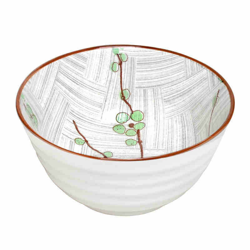 Корейский импортный набор посуды из керамики «Цинъин» с рисунком зеленой сливы для домашнего использования, включающий в себя миски для риса, суповые миски, тарелки и фруктовницы.