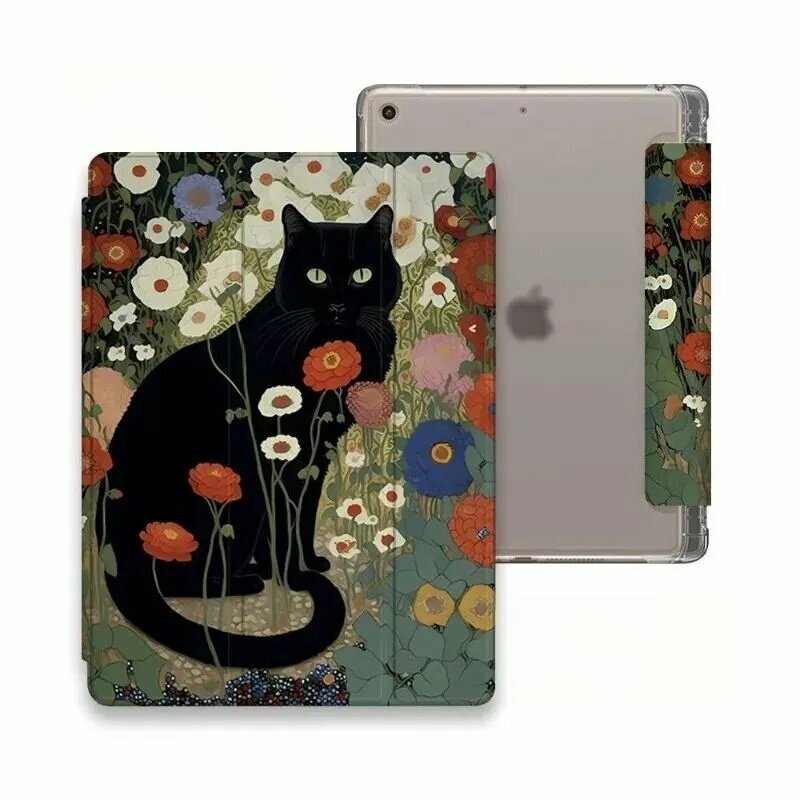 Чехол на iPad Pro 11 (2018, 2020, 2021, 2022), Черный кролик, зелёный, с отделениями для стилуса, с рисунком