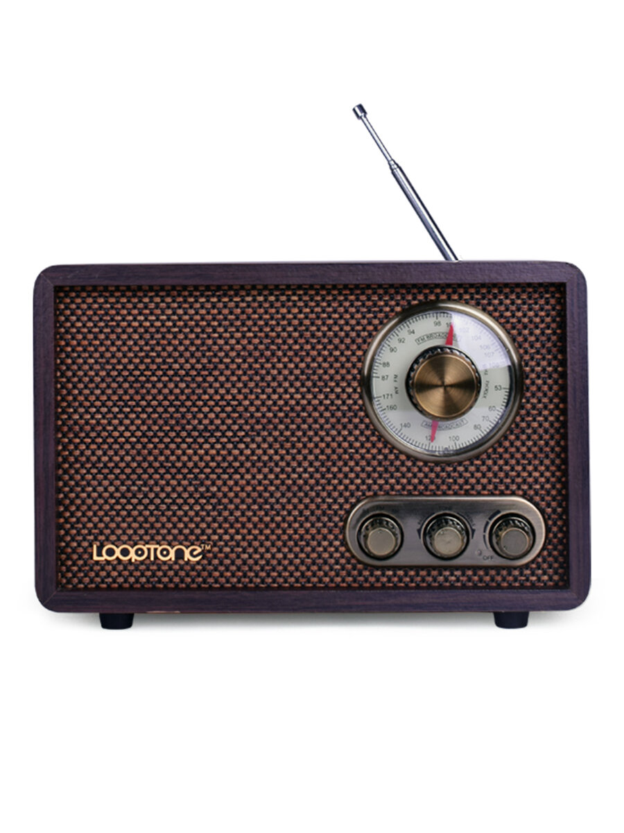 Looptone AM FM классическая ретро-колонка с Bluetooth, деревянная с ретро-дизайном для стола, с регулируемыми басами и тонами, подходит для кухни и гостиной