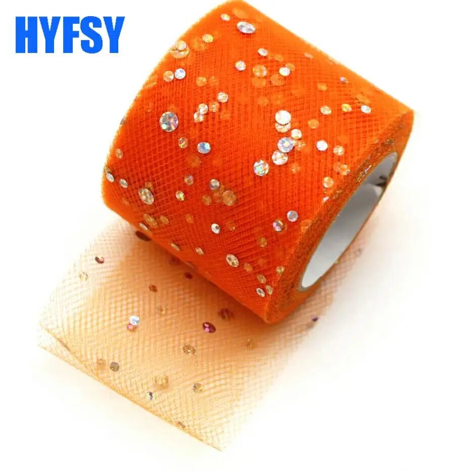 Оранжевая тюлевая лента с блестками HYFSY, 25 ярдов
