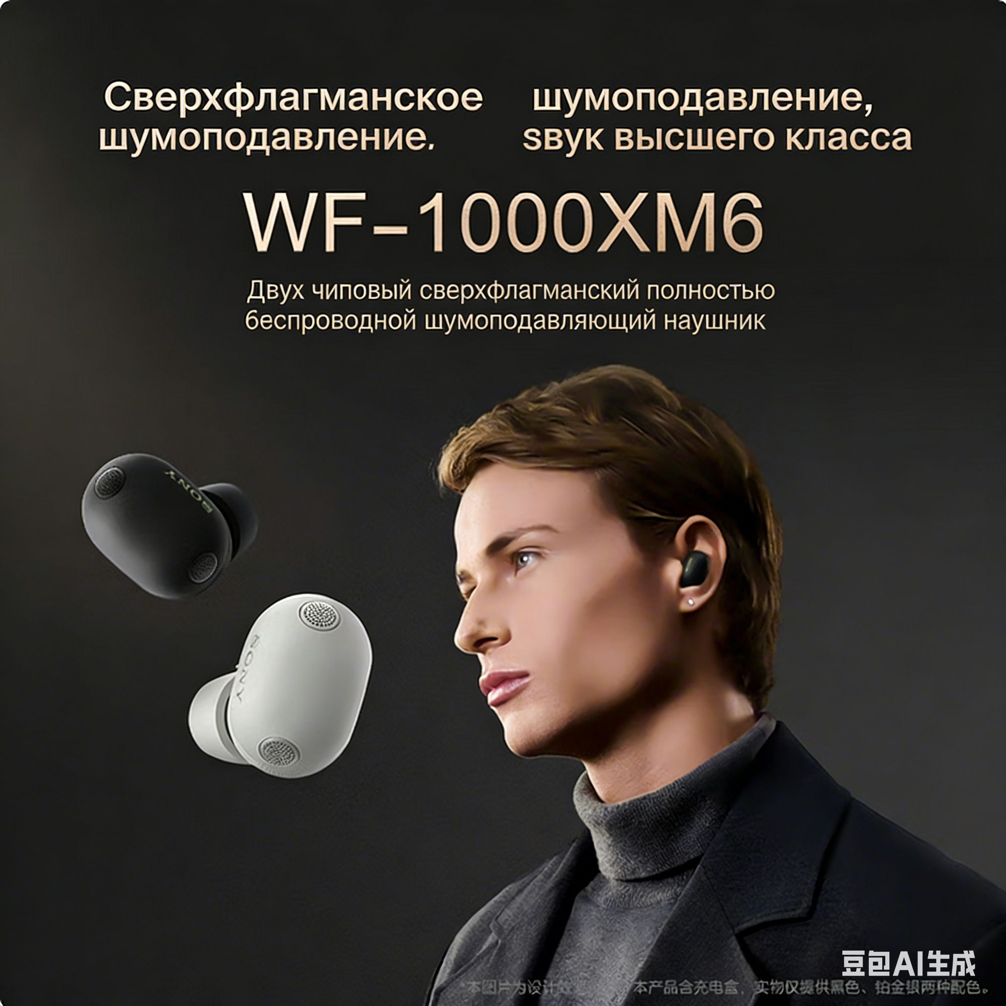 Sony WF-1000XM6 беспроводные наушники с шумоподавлением ANC, интеллектуальный AI, платиновое серебро