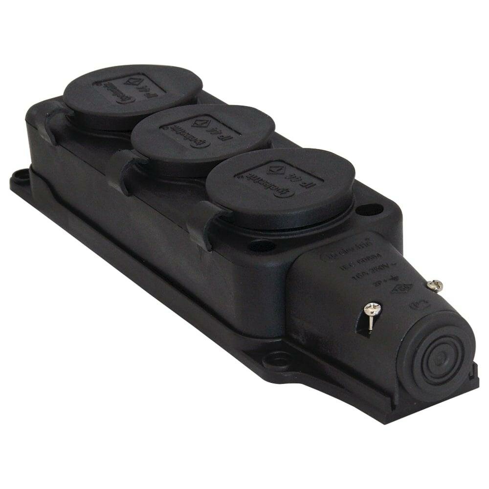 Колодка на 3 розетки TP Electric 16A 2P+E IP44 каучук. 3101-308-0300
