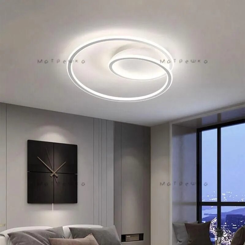 Люстра LED 100 Вт круглая потолочная светодиодная для гостиной спальни белая акрил 50 см — фото 1