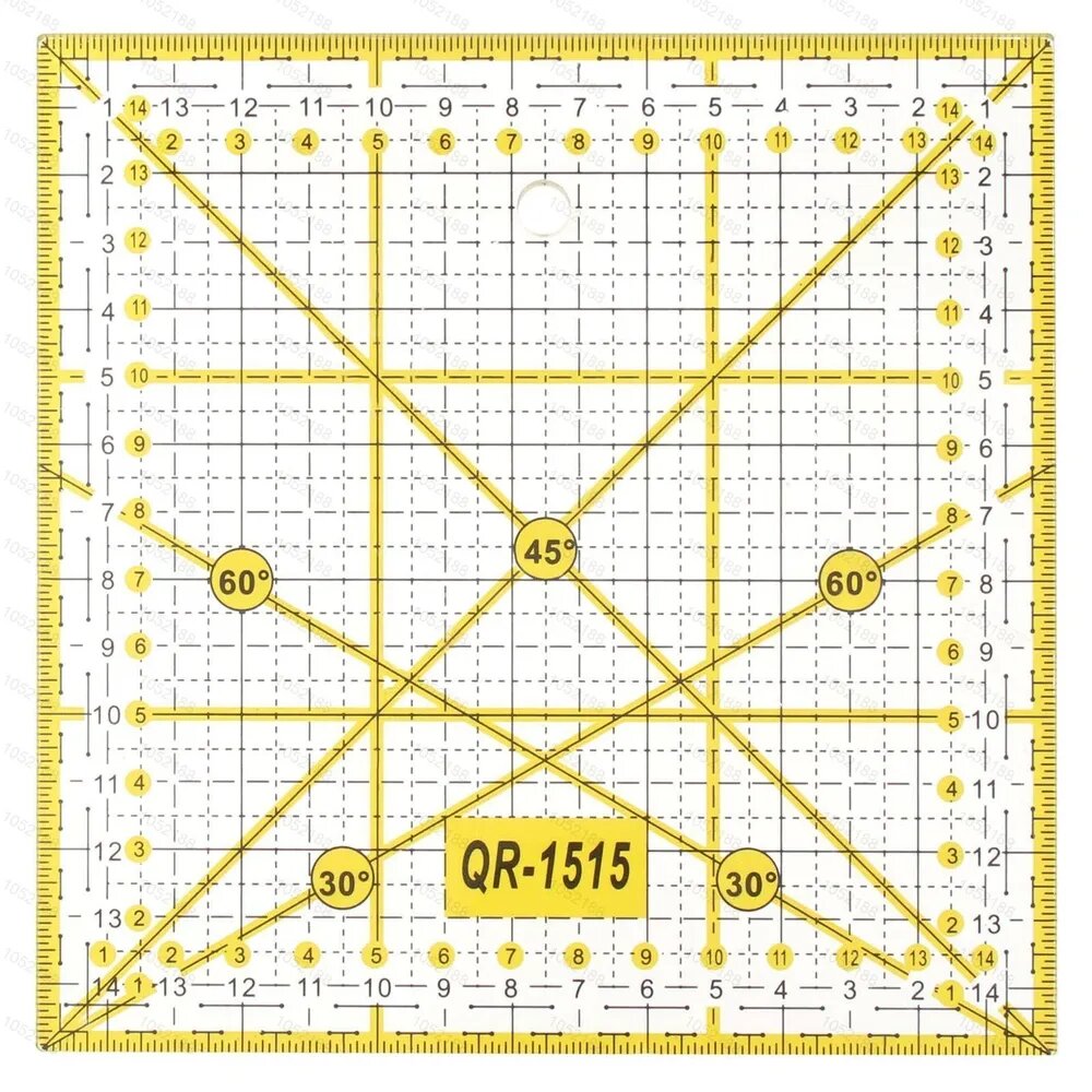 Акриловая стеганая линейка 15x15 см для квилтинга и шитья, угловая режущая линейка с сеткой 30-45-60-90, толщина 3 мм, легко режет ткань и фурнитуру