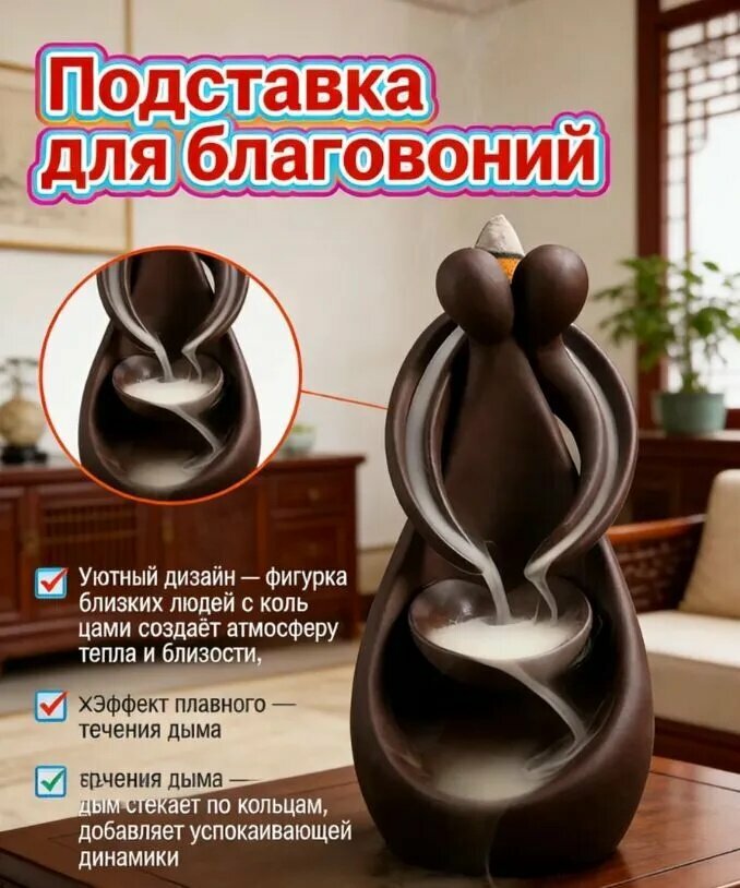 Подставка для благовоний, Курильница для благовоний, Курильница для конусов, Стелющийся дым/Керамика ручной работы в китайском стиле