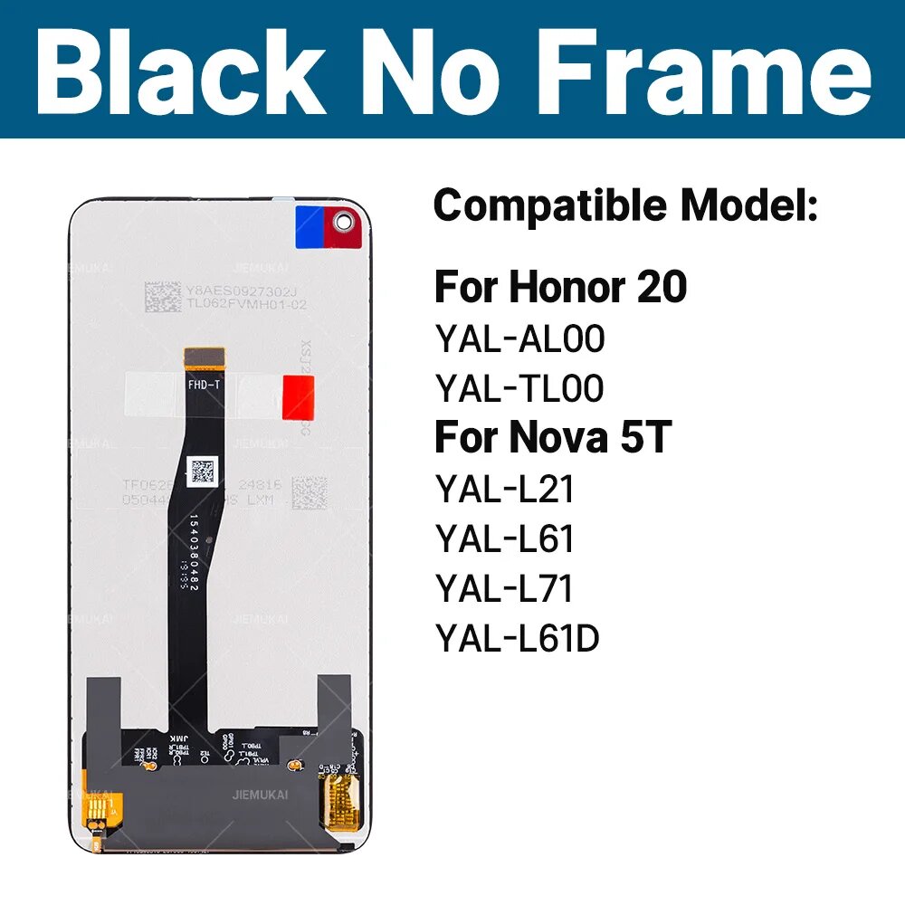 Для Huawei Nova 5T Дисплей Сенсорный экран Дигитайзер в сборе Для Honor 20 Замена панели дисплея с рамкой YAL-L21 YAL-L61