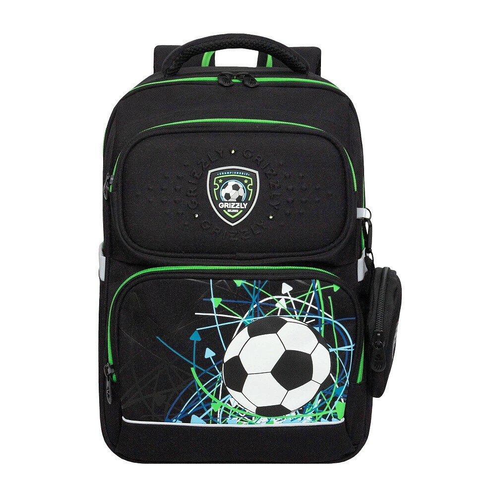 Рюкзак школьный для мальчика GRIZZLY с кошельком для мелочи 39*27,5*15см, анатомическая спинка (RAn-589-3)
