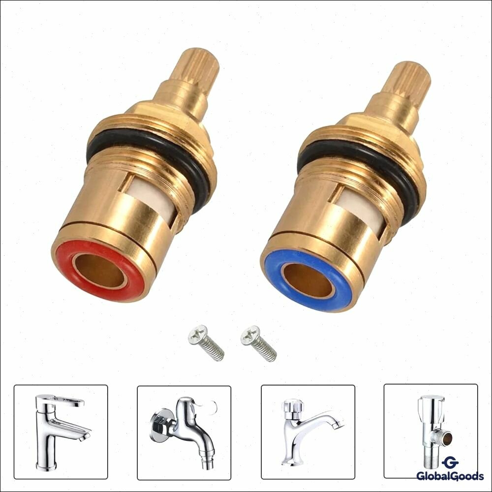 Кран-букса для смесителя (керамика) 1/2 20 шлицов (пара/2 штуки). Кранбукса металлокерамическая для кухни и ванной