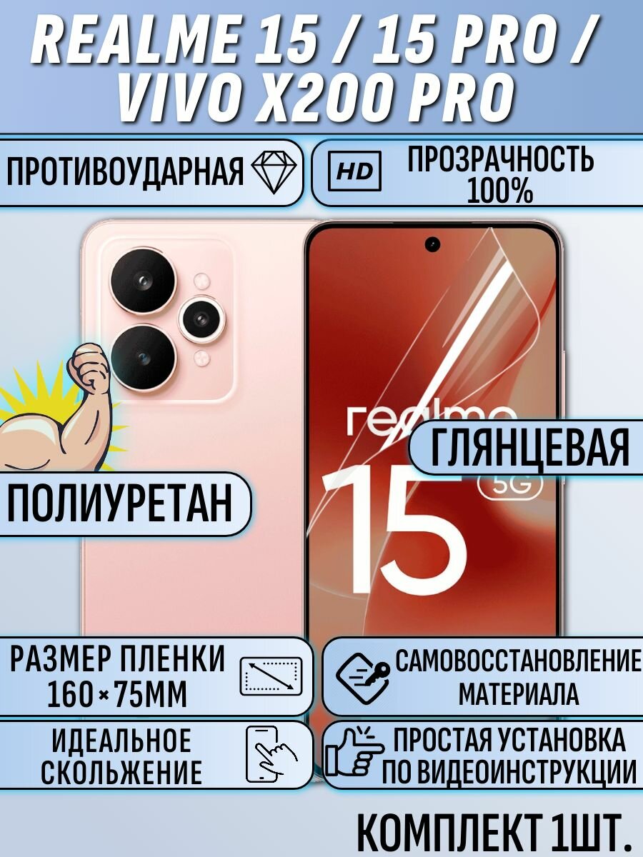 Гидрогелевая пленка realme 15 pro / 15 / Vivo X200 Pro / реалми 15 про / 15 / Vivo X200 Pro