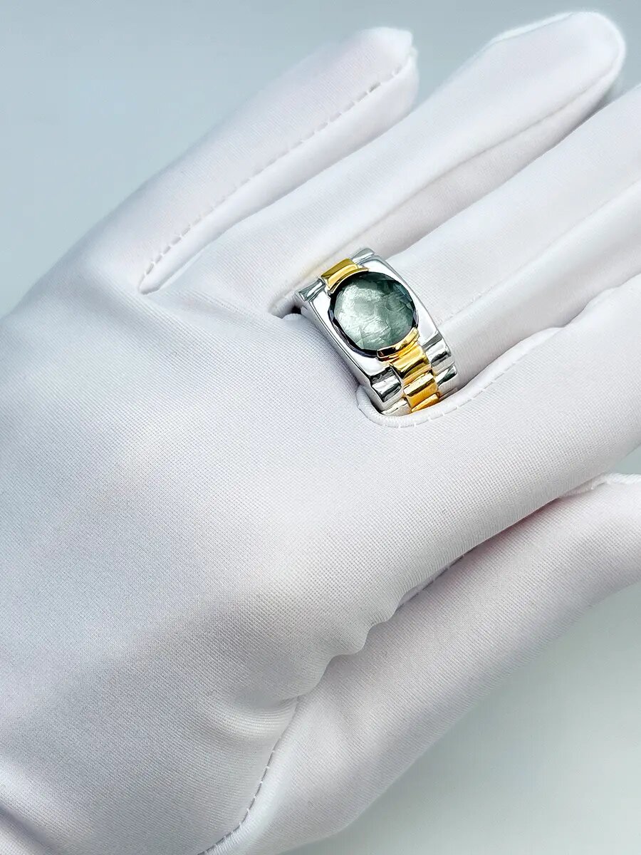 Печатка, серебро, 925 проба, родирование, золочение, александрит синтетический