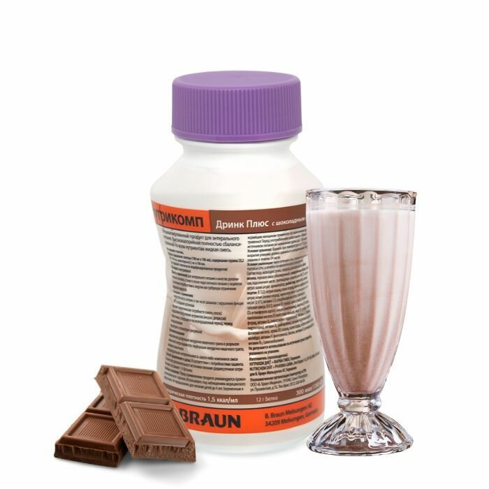 Нутрикомп Дринк Плюс B.Braun, со шоколадным вкусом, 1штх 200мл.