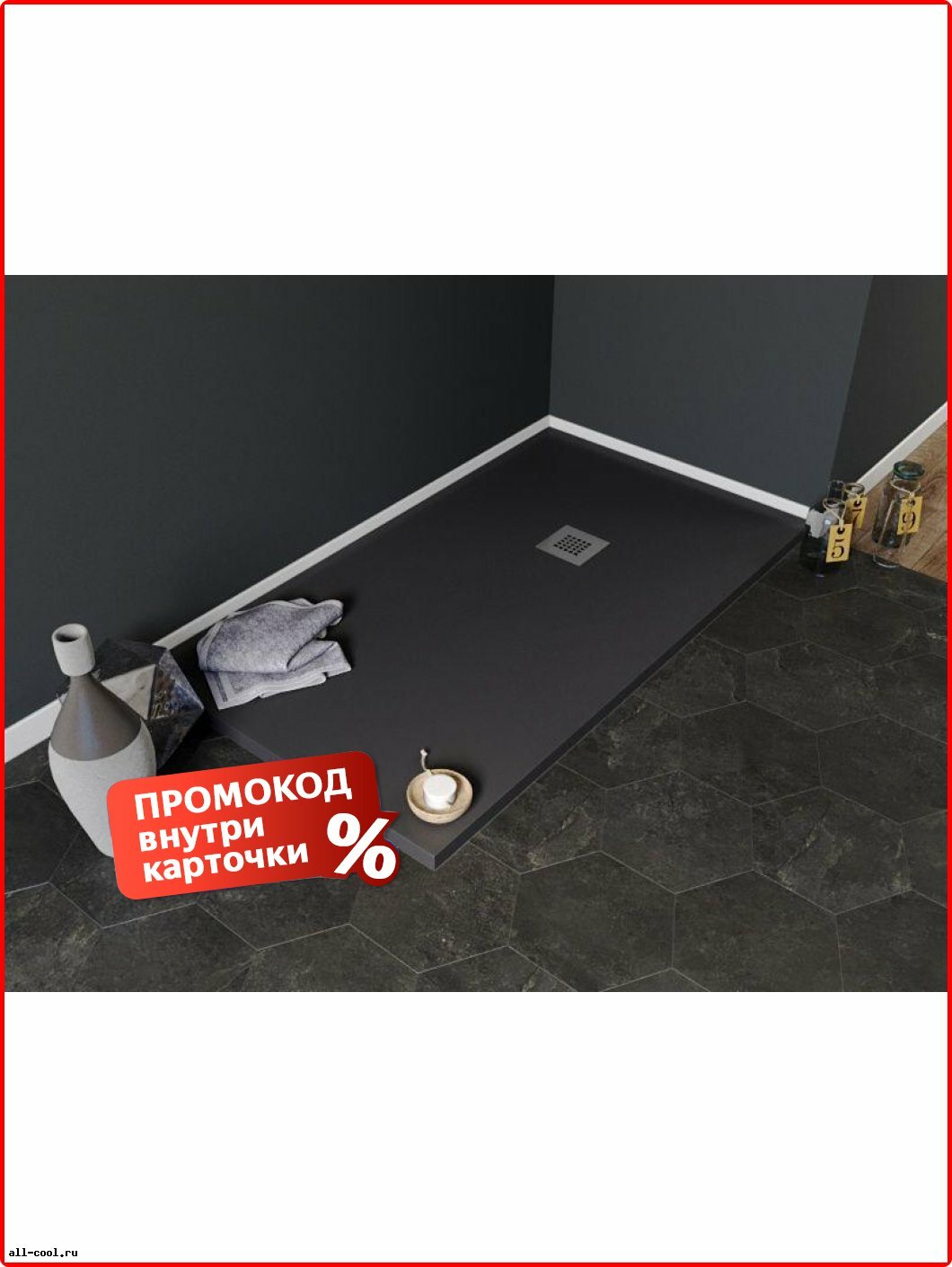 Поддон для душа Aquanet Bosco 160x90 низкий, прямоугольный, черный