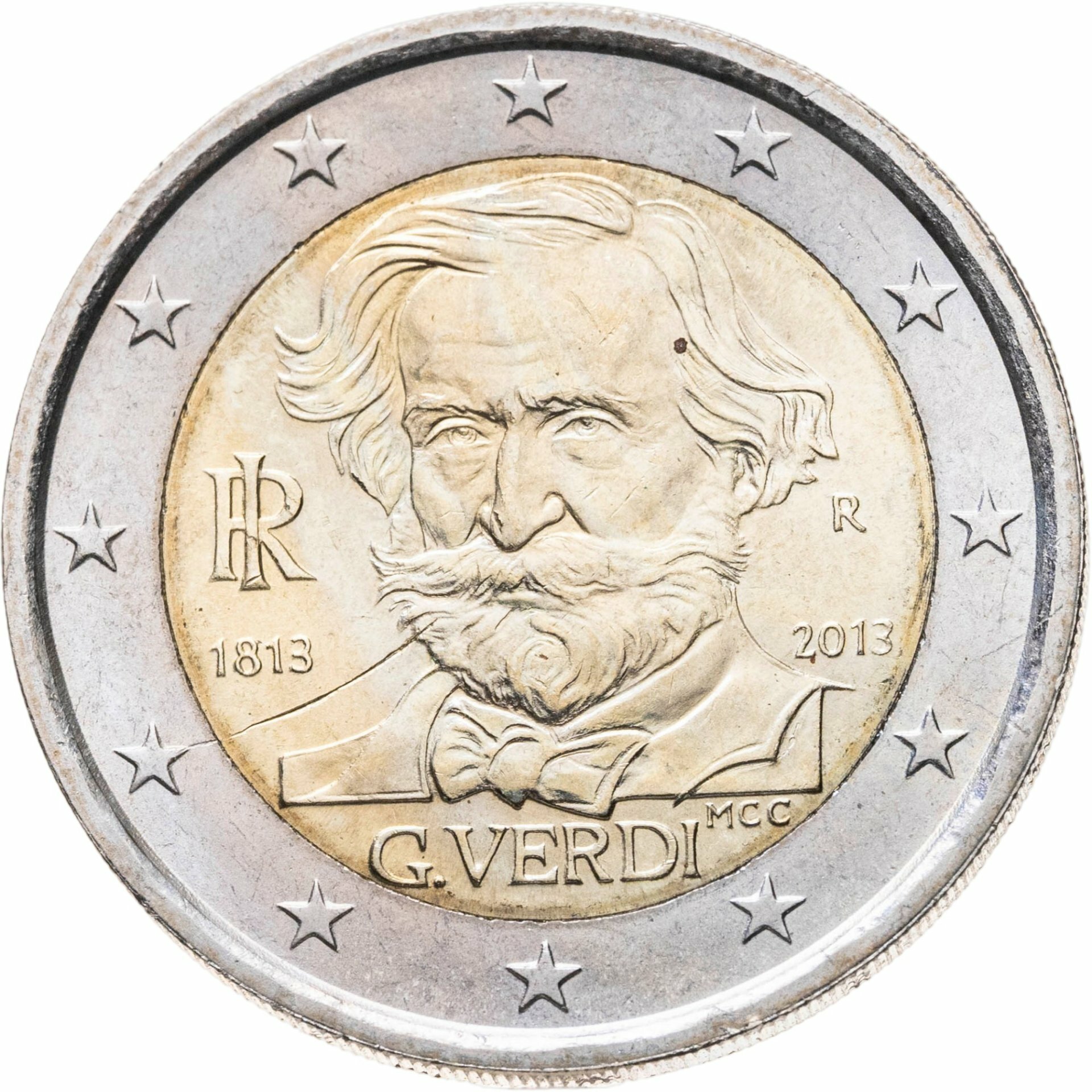 Италия 2 евро euro 2013 200 лет со дня рождения Джузеппе Верди, Биметалл, в сохранности UNC