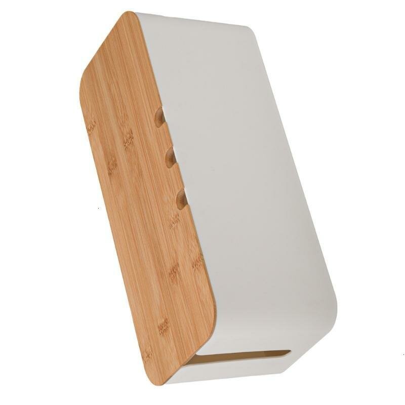 Пластиковая коробка с бамбуковой крышкой, отделка рабочего стола, кабельный ряд, распределительная коробка, красивый кабель, пылезащитный блок управления-белый-M