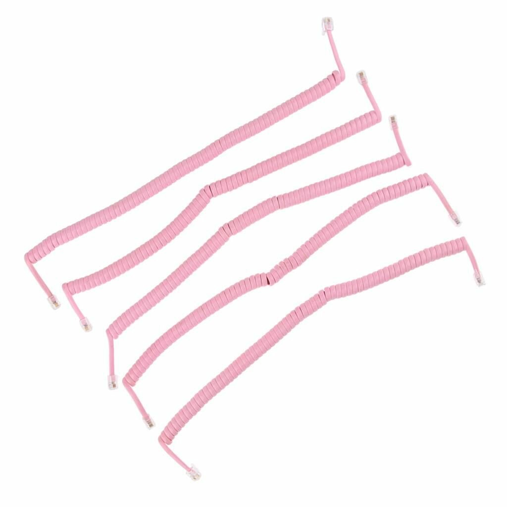 Спиральный телефонный кабель RJ9 4P4C, удлинитель трубки, розовый, 25 см, растягивается до 2 м