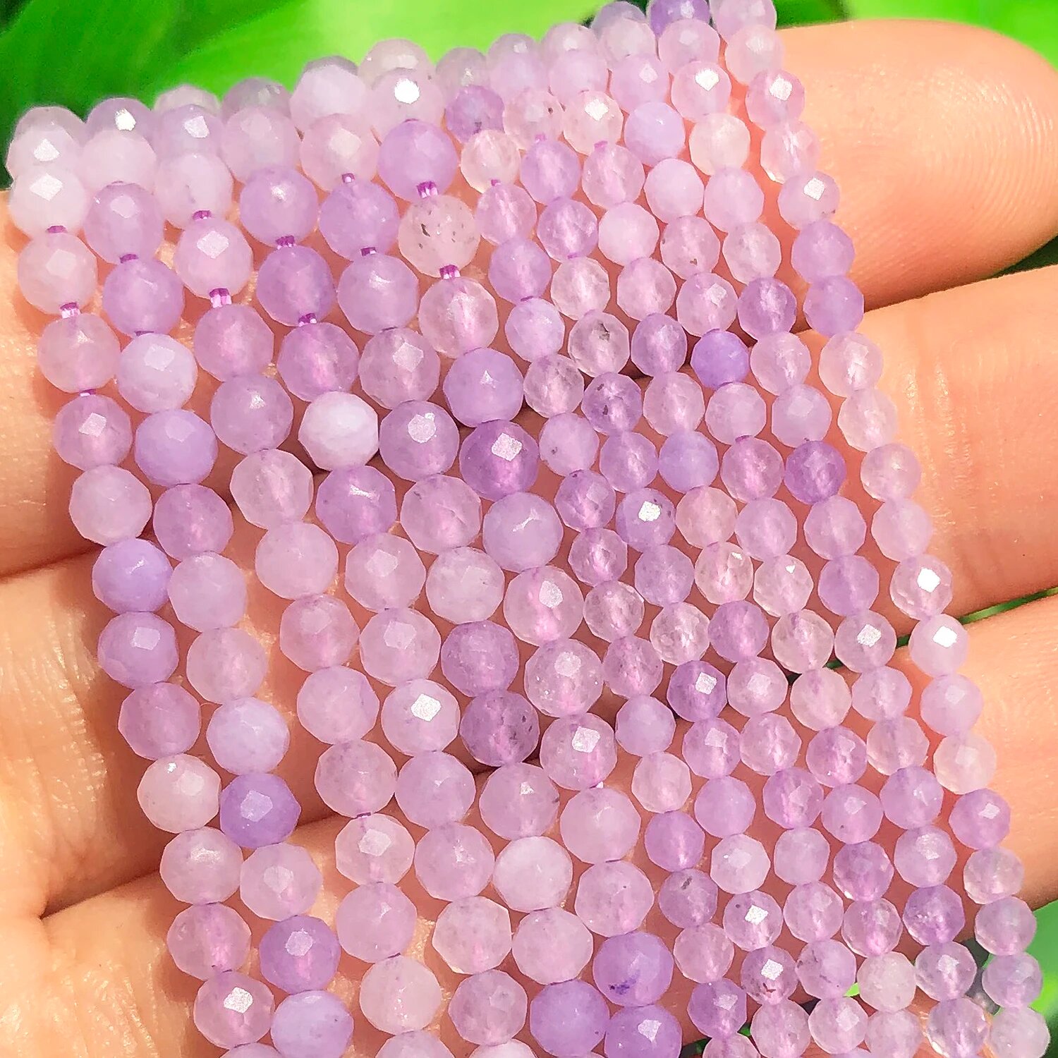 Бусины лиловые, 3 мм, 110 шт, Purple Angelite