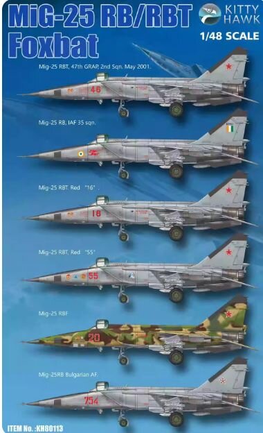 Kitty Hawk 80113 1/48 МИГ-25 РБ/РБТ Фоксбат Пластиковая модель самолета