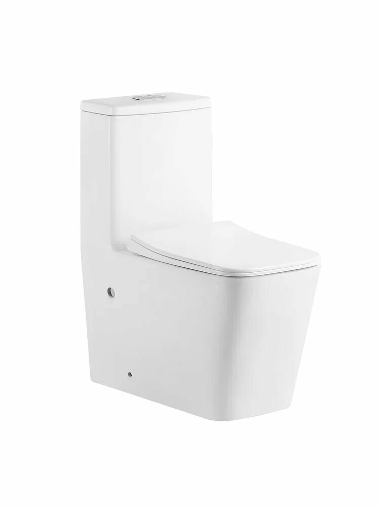 Унитаз-моноблок напольный Grossman Классика (Classic) GR-4486SQ с микролифтом, безободковый, антивсплеск, фаянсовый, белый, глянцевый, прямоугольный, с нижним подводом, сиденье для унитаза в комплекте