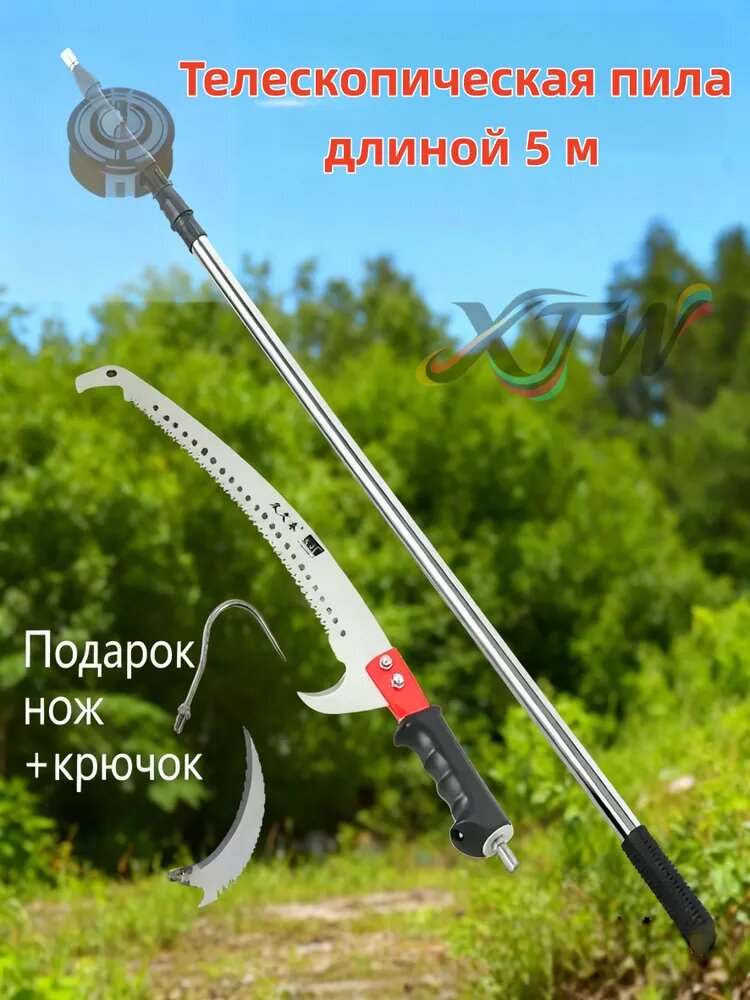 Вы можете обрезать более высокие ветви с помощью выдвижной садовой ножовки с 5-метровым шестом.