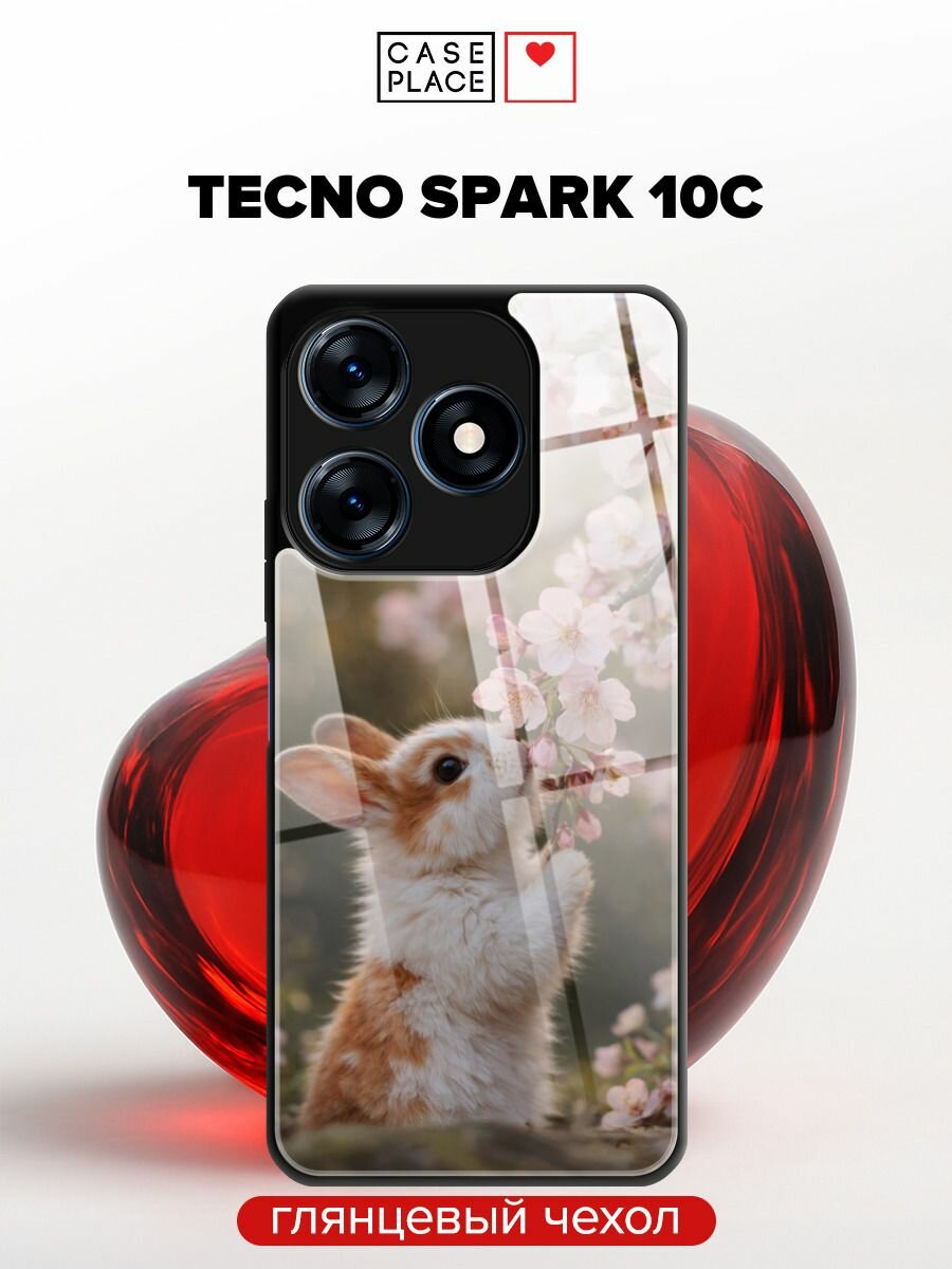 Чехол на Tecno Spark 10C / Текно Спарк 10С с принтом "Зайчик с сакурой"