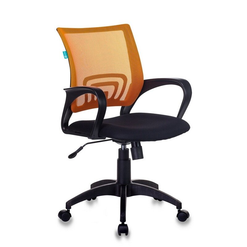 Кресло Бюрократ ткань черная/сетка оранжевая, пластик