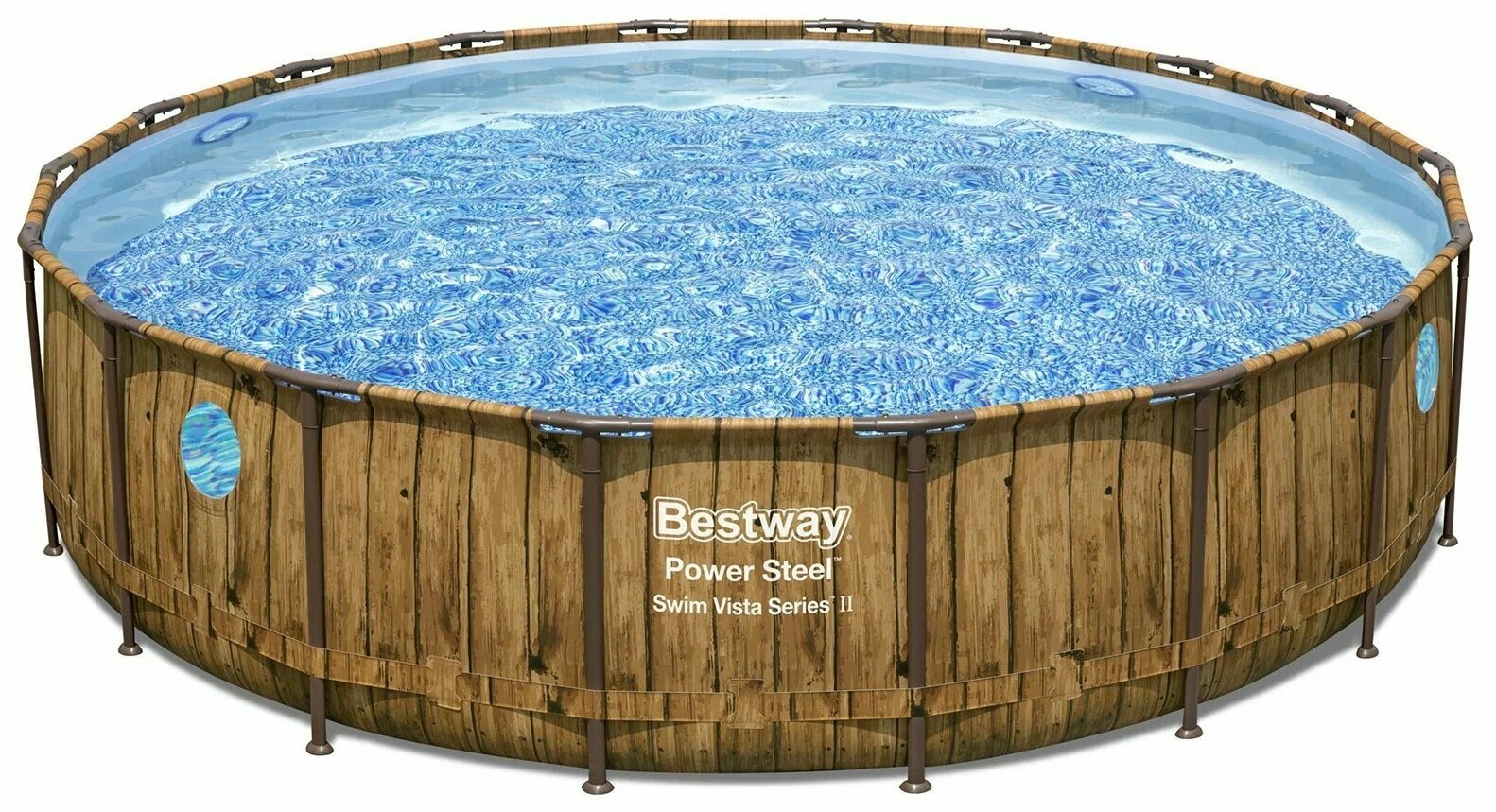 Бассейн каркасный BestWay 56977 BW Ротанг, диаметр 549 см, 23 062 л, сливной клапан