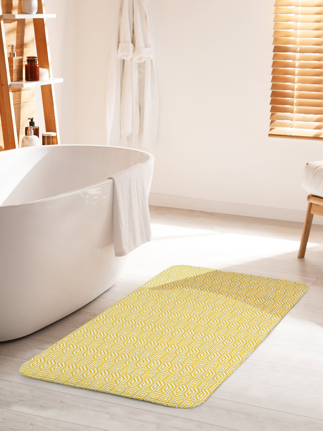 Коврик для ванной комнаты и туалета противоскользящий "Диагональное плетение зигзагов" 60х100 см, JoyArty