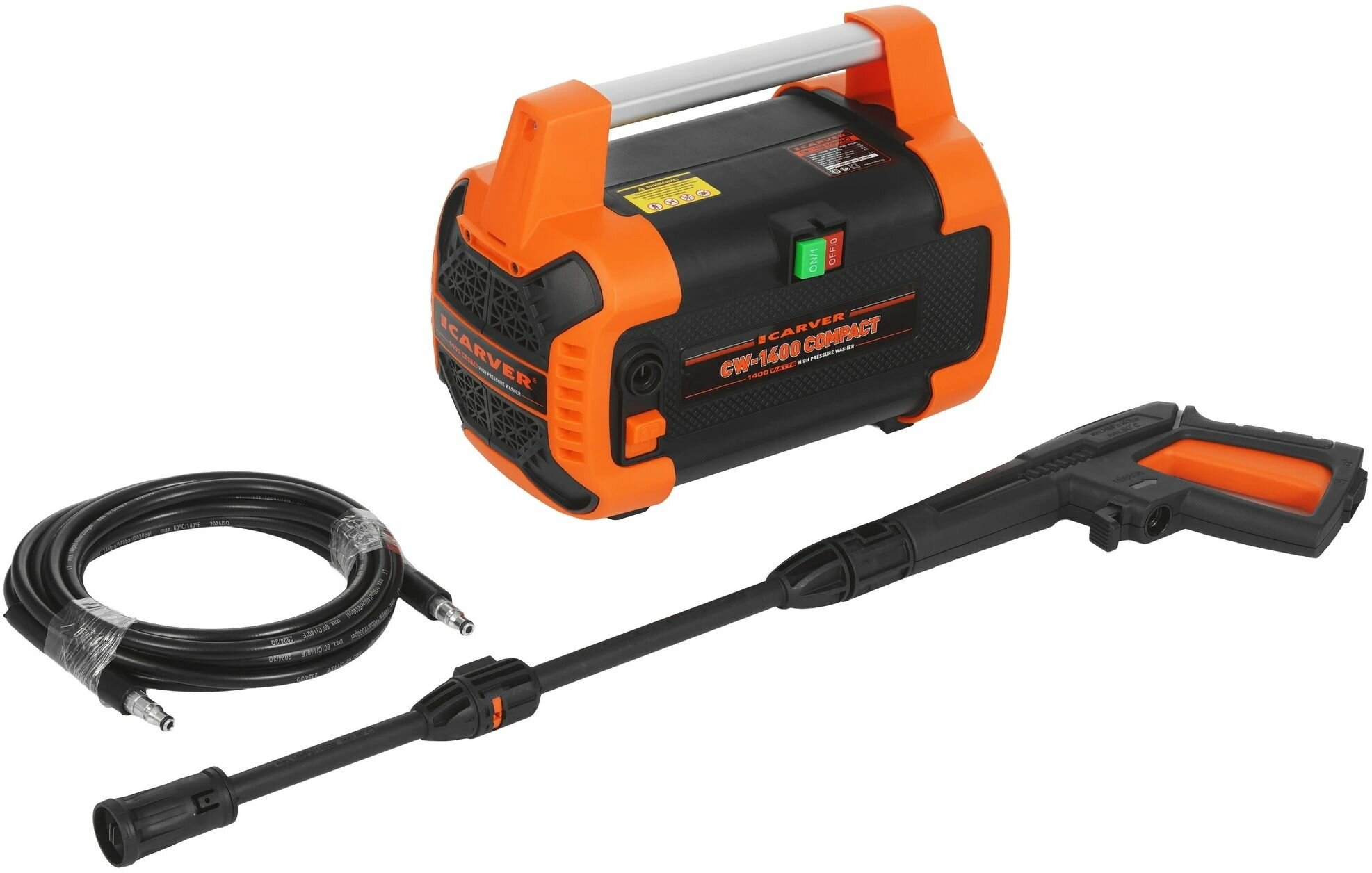 Мойка высокого давления CARVER CW-1400 COMPACT 120 Бар, шланг 5 м, забор воды из емкости, фильтр тонкой очистки, 5.5 кг