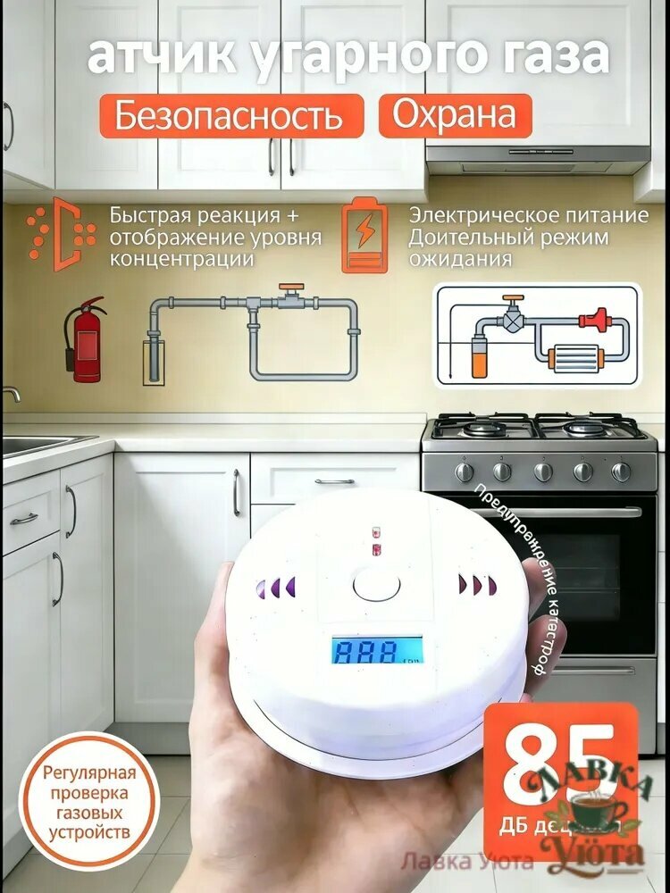 Датчик угарного газа и дыма для дома, Сигнализатор измеритель COanan