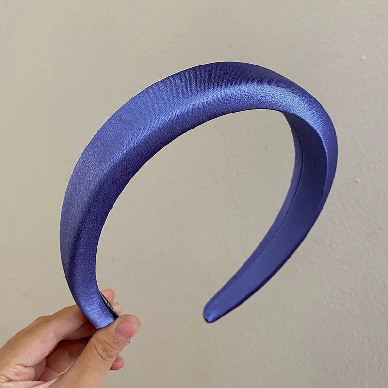 Атласная повязка на голову синего цвета Royal Blue