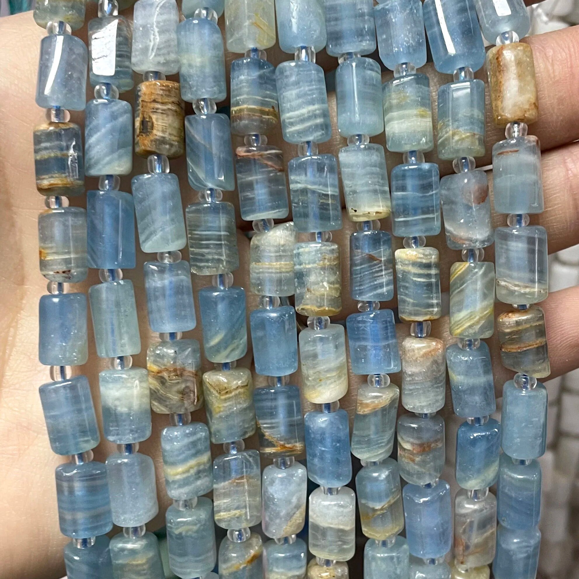 Бусины SYSRXLR граненые для браслетов 6x11 мм Blue Calcite