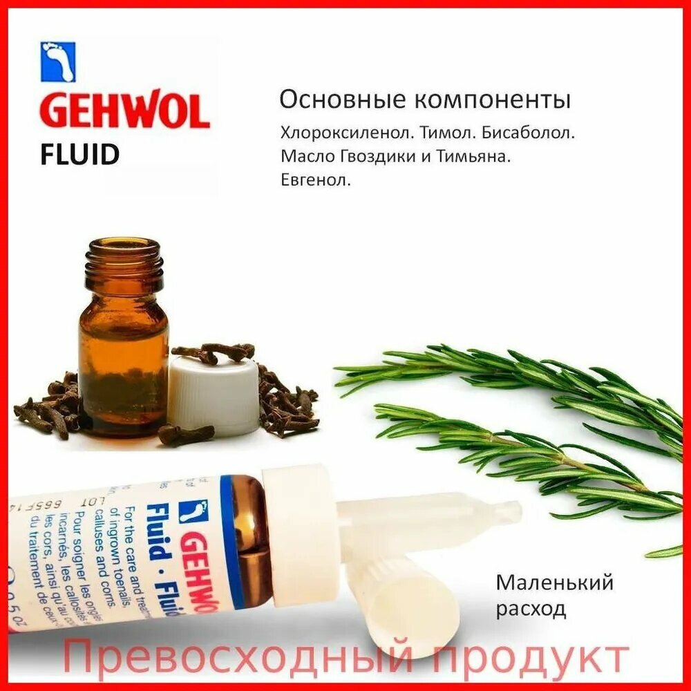 2026Жидкость для смягчения ногтя и кутикулы ног и рук Gehwol Fluid Флюид средство от вросшего ногтя от мозолей , 15 мл