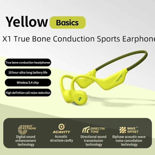 Велосипедные наушники POLVCDG X1 с костной проводимостью, память 32 ГБ, Bluetooth 5.4, открытые беговые наушники, спортивная технология, модель 2025 года.