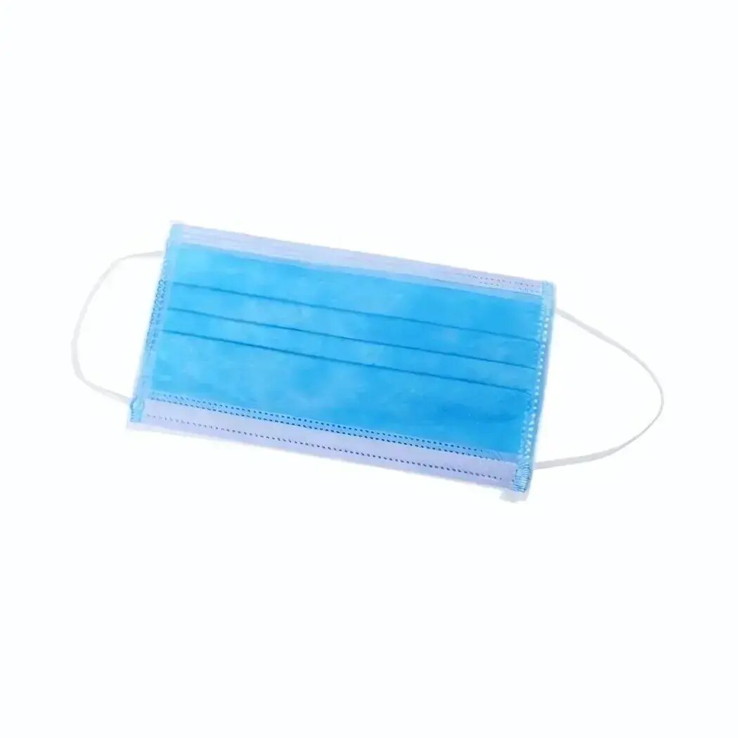 Маска одноразовая 3-х слойная, голубая, из нетканого материала, для защиты