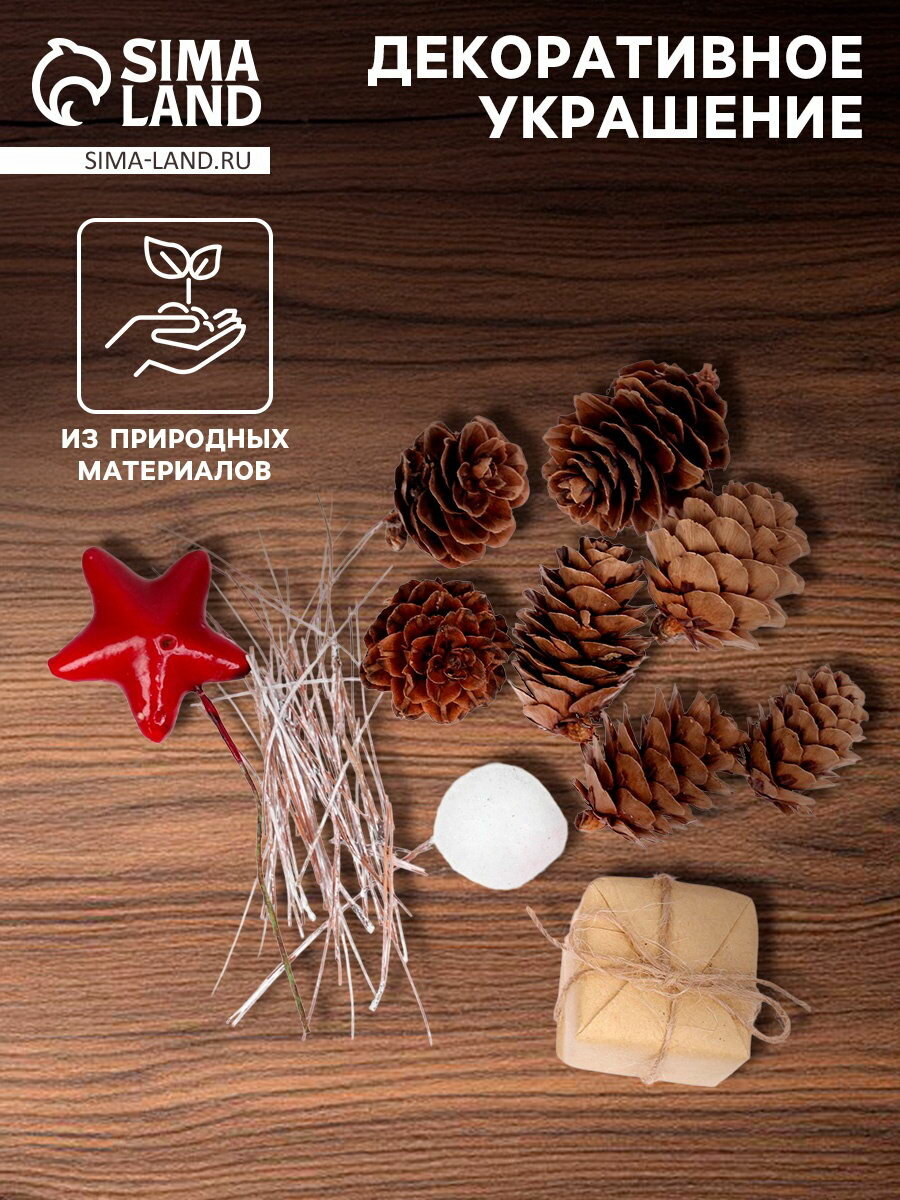 Новогодний декор "Незабываемый праздник", размер шишек: 1.5x2 см