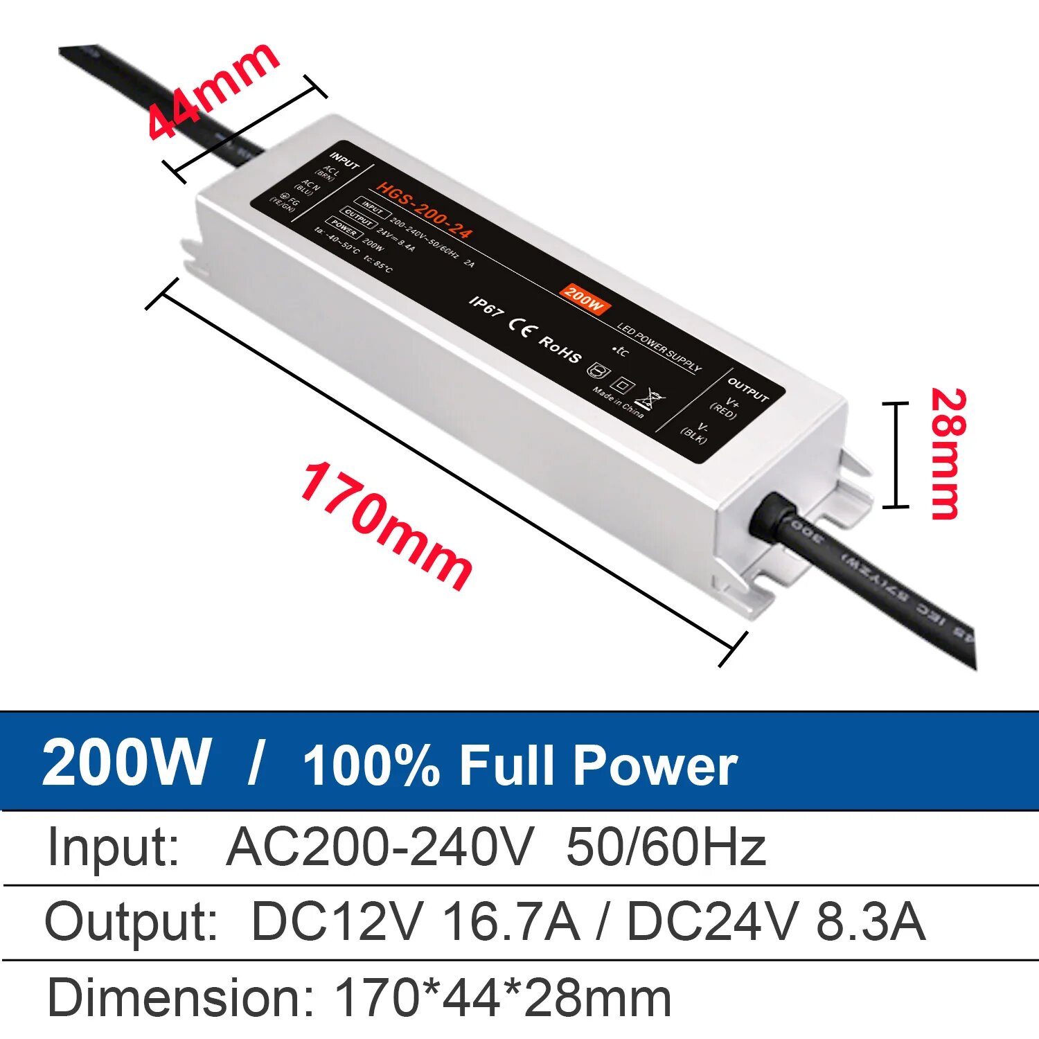 Блок питания 200W 24V для светодиодной ленты