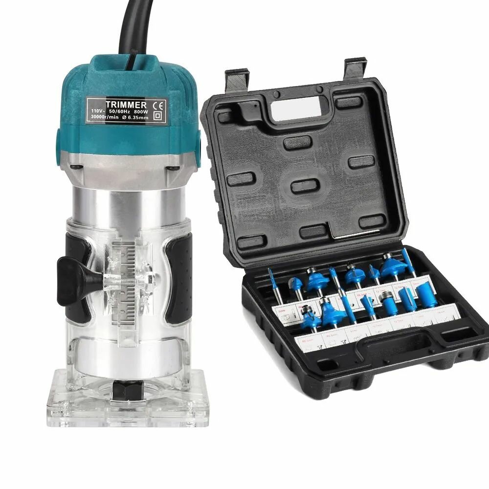 Фрезер электрический, 800Вт цанга 6.35мм + 15 штук фрезы