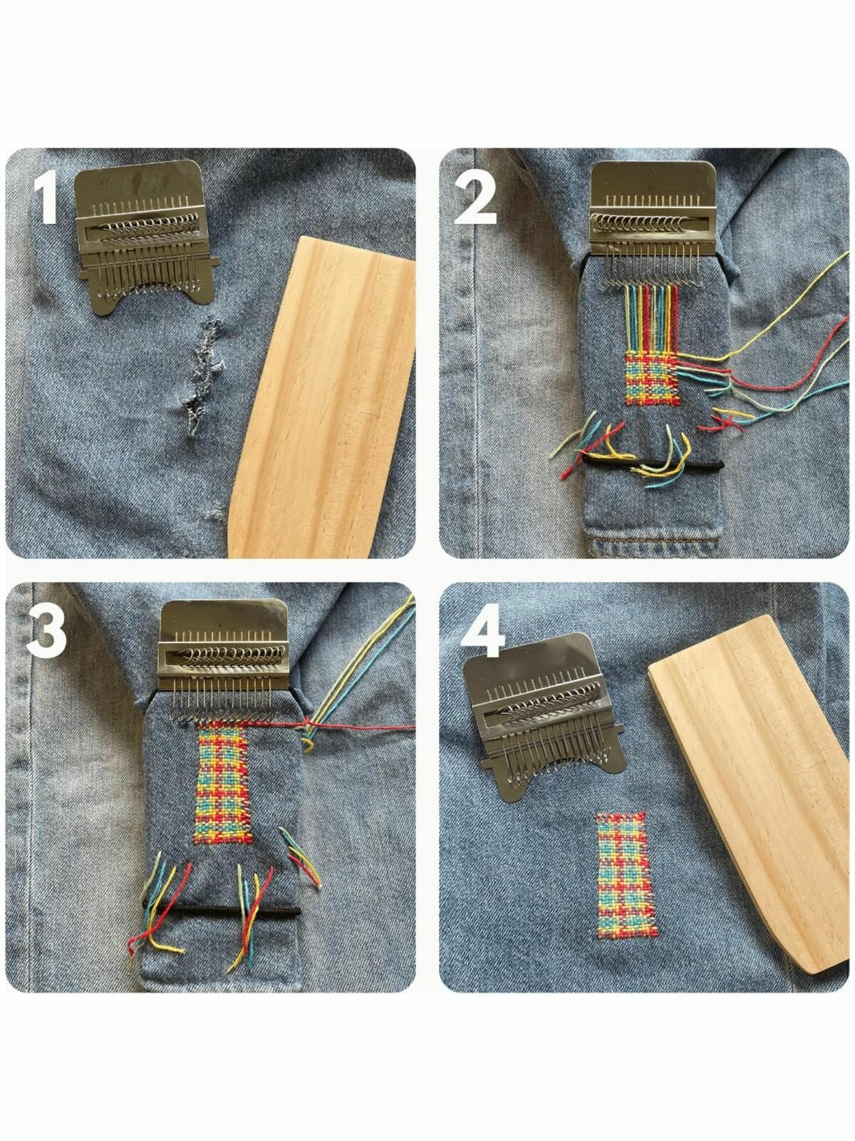 Набор для штопки и вязания заплат, деревянный, ремонт джинсов, носков и одежды