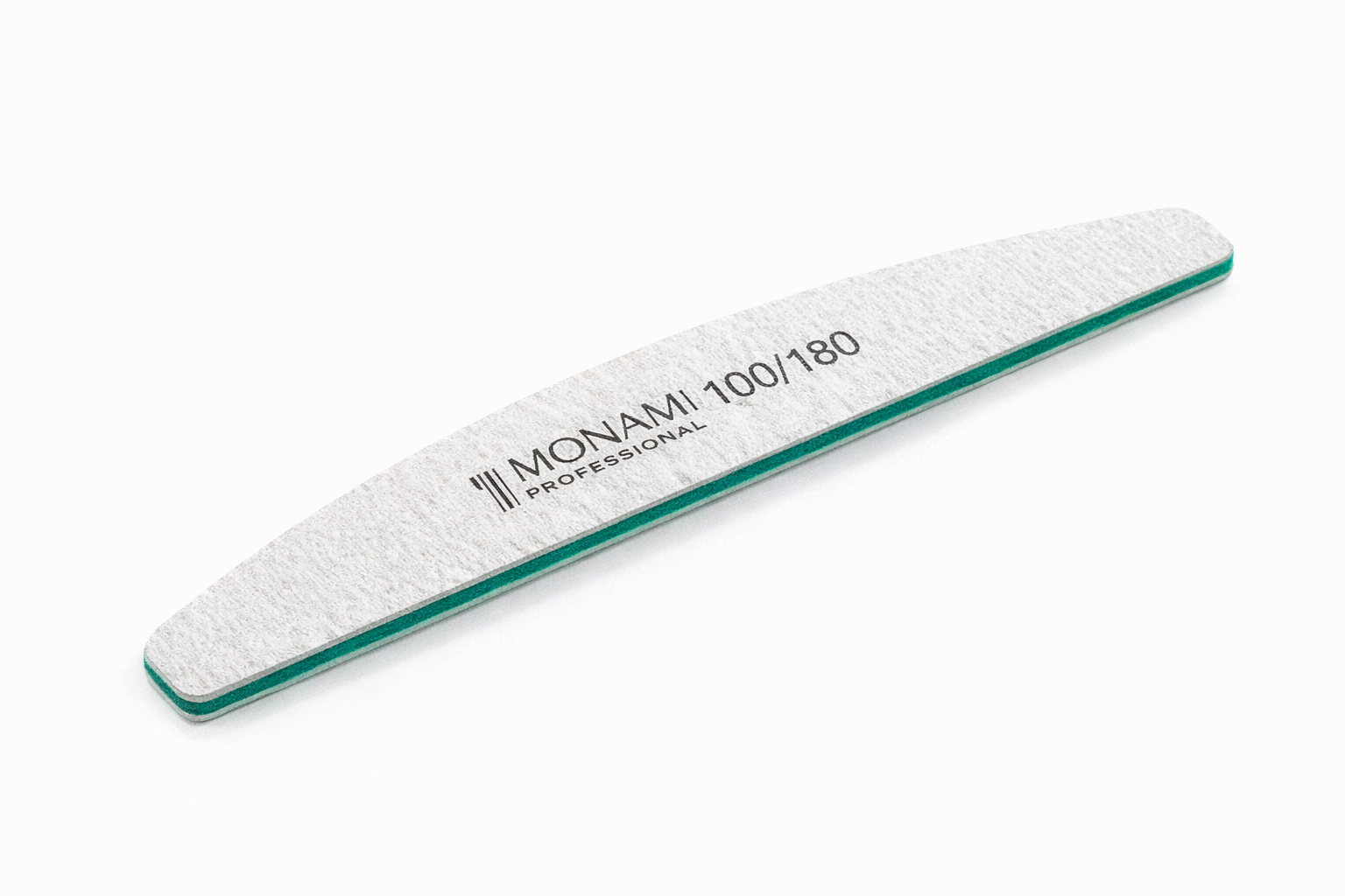 Пилка Monami 100/180 "Лодочка", одноразовая, пластиковая, форма полумесяц