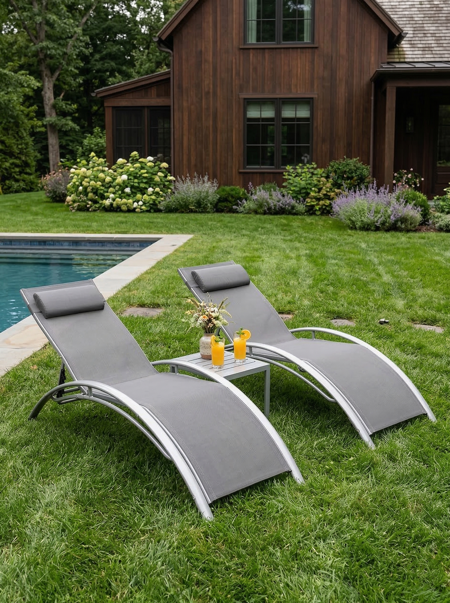 Комплект шезлонгов из алюминия с регулировкой наклона спинки Тенерифе Дуэт (Tenerife Duet), серый