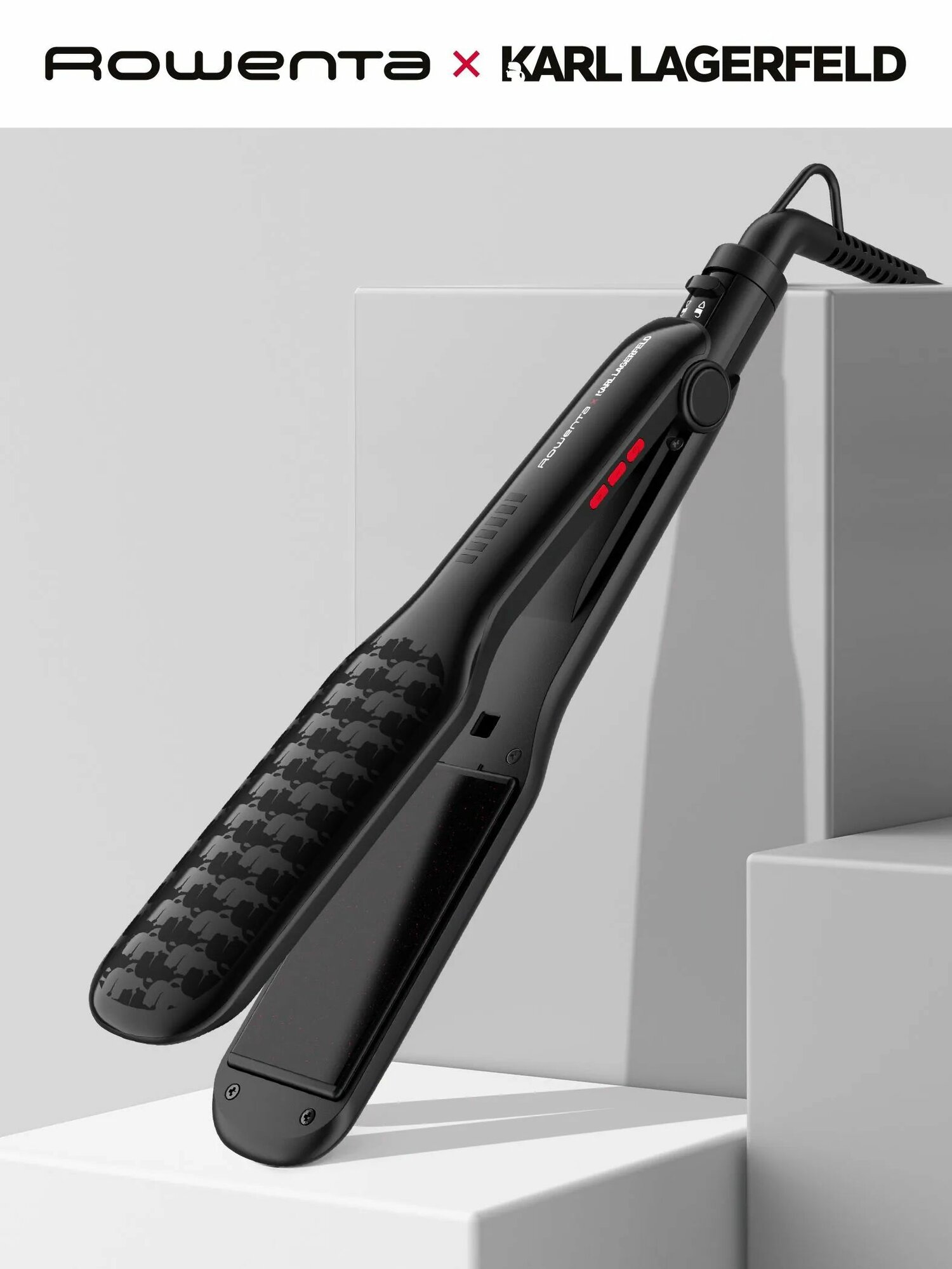 Rowenta x K.L. Extra Liss SF411LF0 Выпрямитель для волос, черный, красный