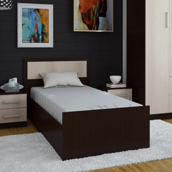 Фиеста Кровать 0,9м (Дуб беленый, венге)