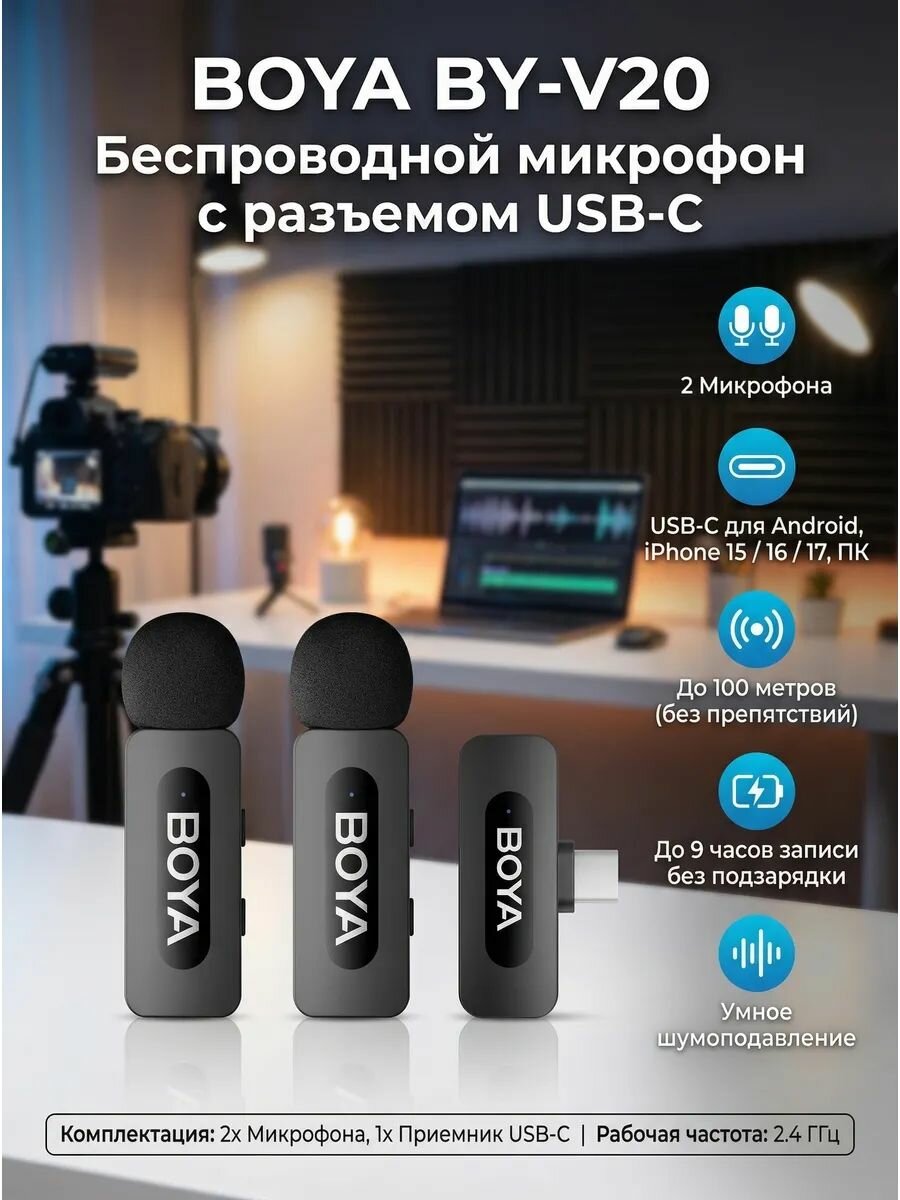 Микрофон беспроводной Boya BY-V20
