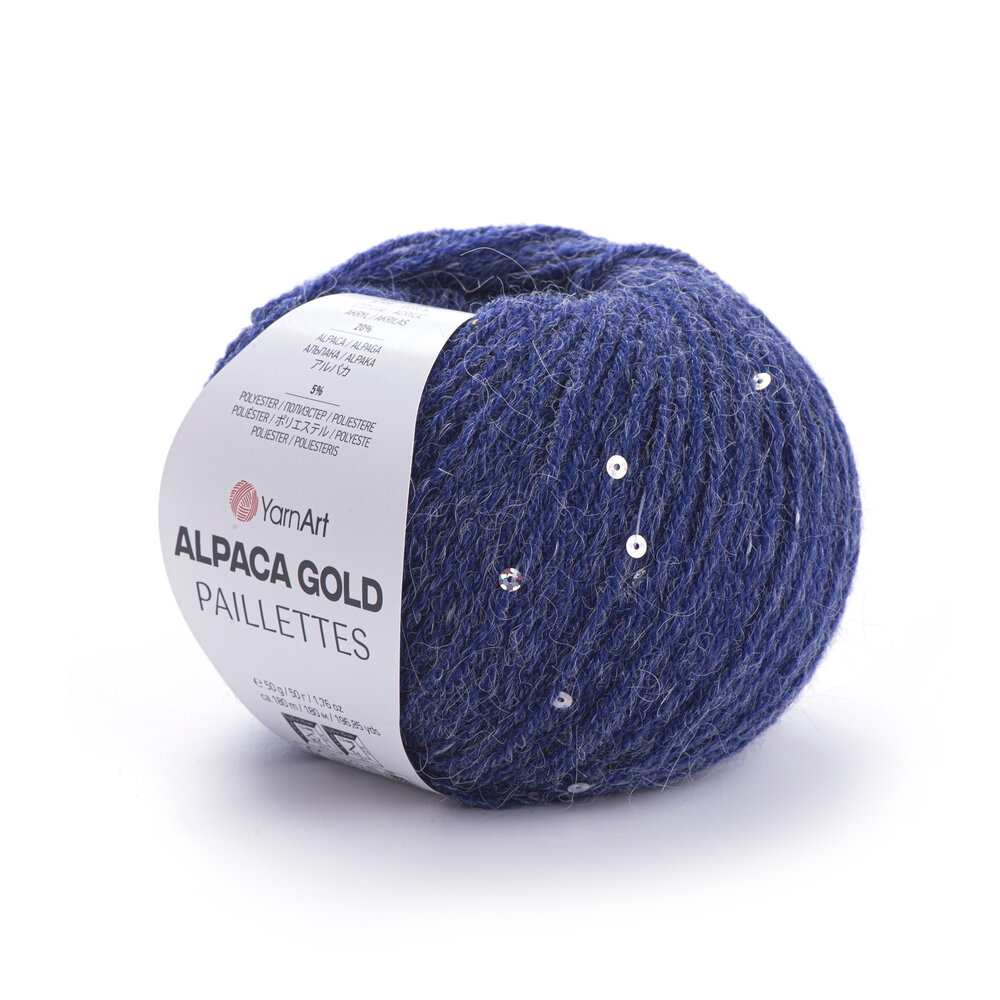 Пряжа для вязания YarnArt Alpaca Gold Paillettes 9313 темно-синий 50 гр/180 м 20% альпака, 5% полиэстер, 75% акрил