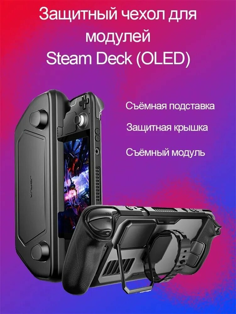 Чехол JSAUX ModCase (Базовый набор) для Steam Deck LCD / OLED - Модульный защитный кейс (4 в 1) с подставкой и дополнительными аксессуарами для игровой портативной консоли, приставки Стим Дек