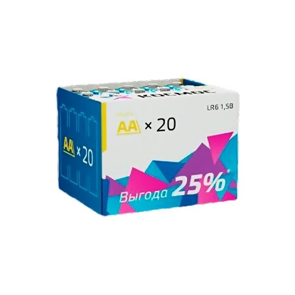 Батарейки Космос Алкалиновые, АА, LR6, 20 шт, в коробке