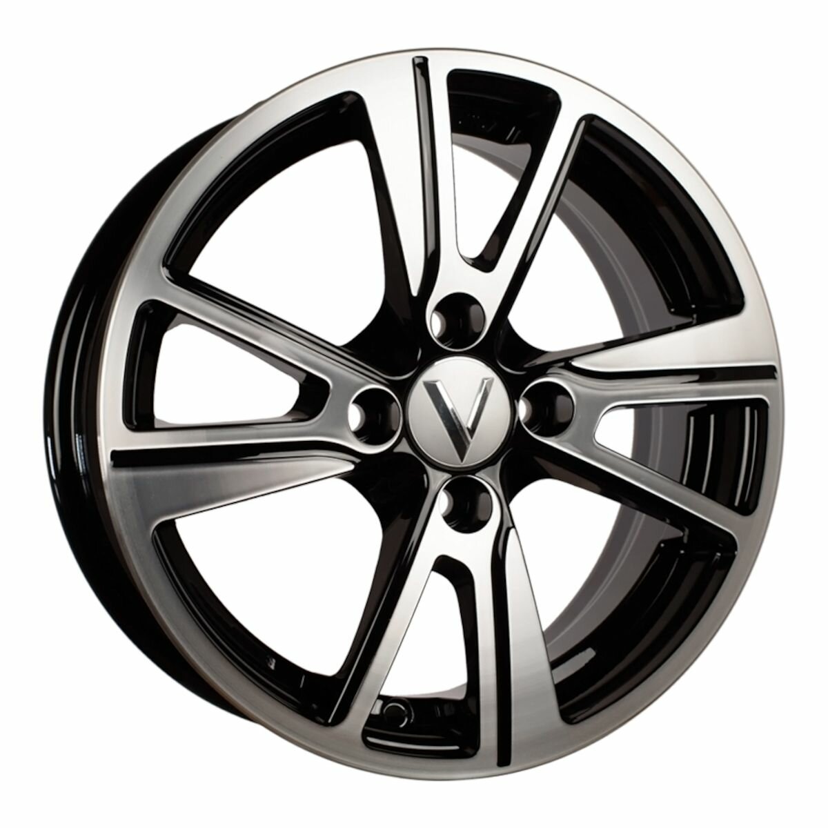 Диск автомобильный литой Вектор K27 14x5.5 4x100 et38 dia67.1 Алмаз черный